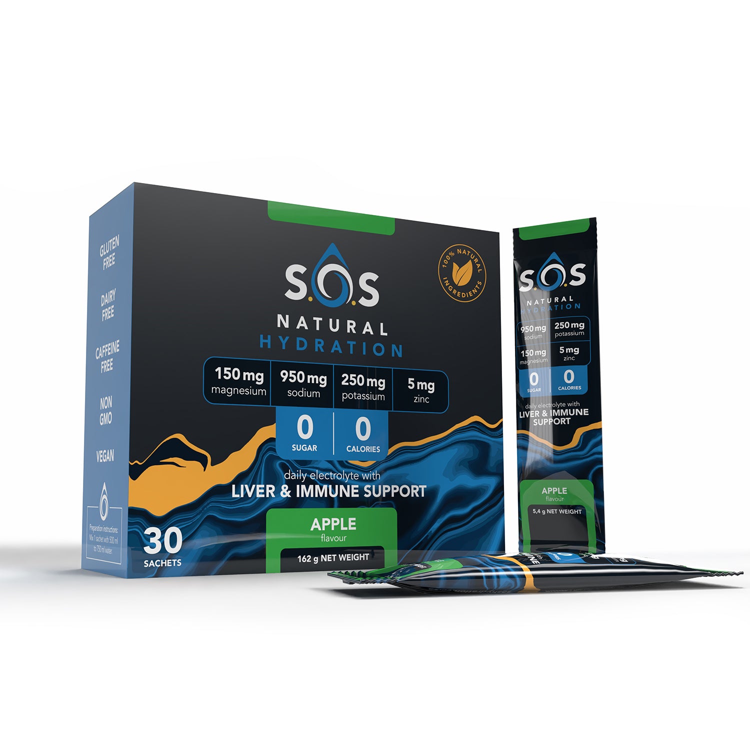 S.O.S Pure Hydration – Apple Electrolyte Sachets (30 Servings) – SOS ...